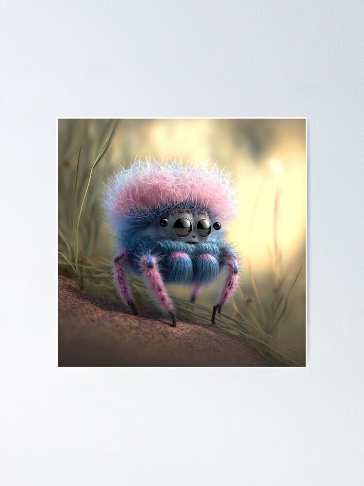 "cute fluffy jumping spider" Poster for Sale by Avicularious | Redbubble