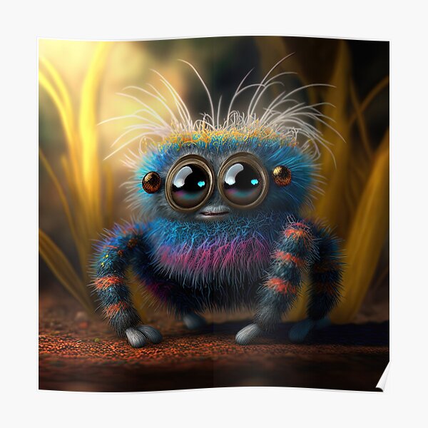 "cute fluffy jumping spider" Poster for Sale by Avicularious | Redbubble
