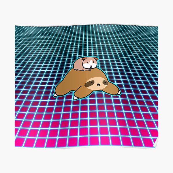 Poster « Cochon de Guinée et paresseux Grille de Vaporwave », par ...