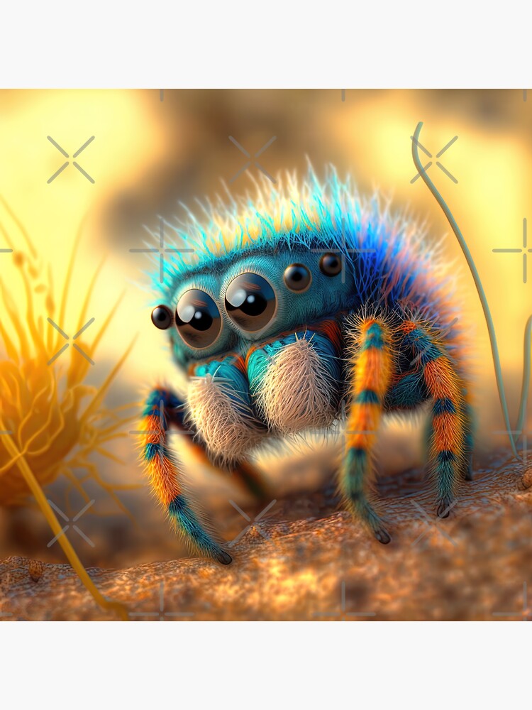 "cute fluffy jumping spider" Sticker for Sale by Avicularious | Redbubble
