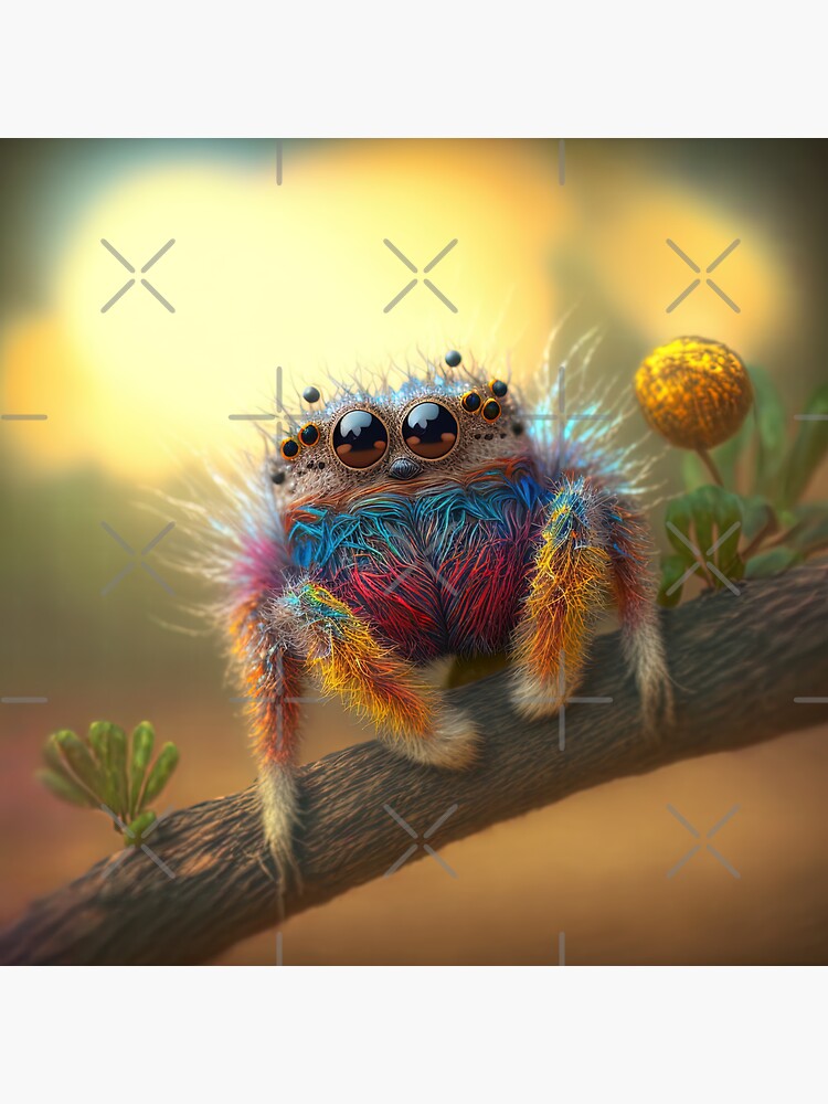 "cute fluffy jumping spider" Sticker for Sale by Avicularious | Redbubble