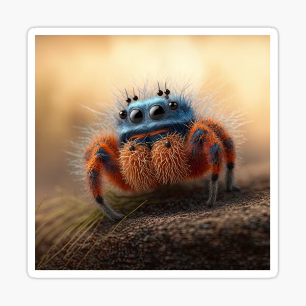 "cute fluffy jumping spider" Sticker for Sale by Avicularious | Redbubble