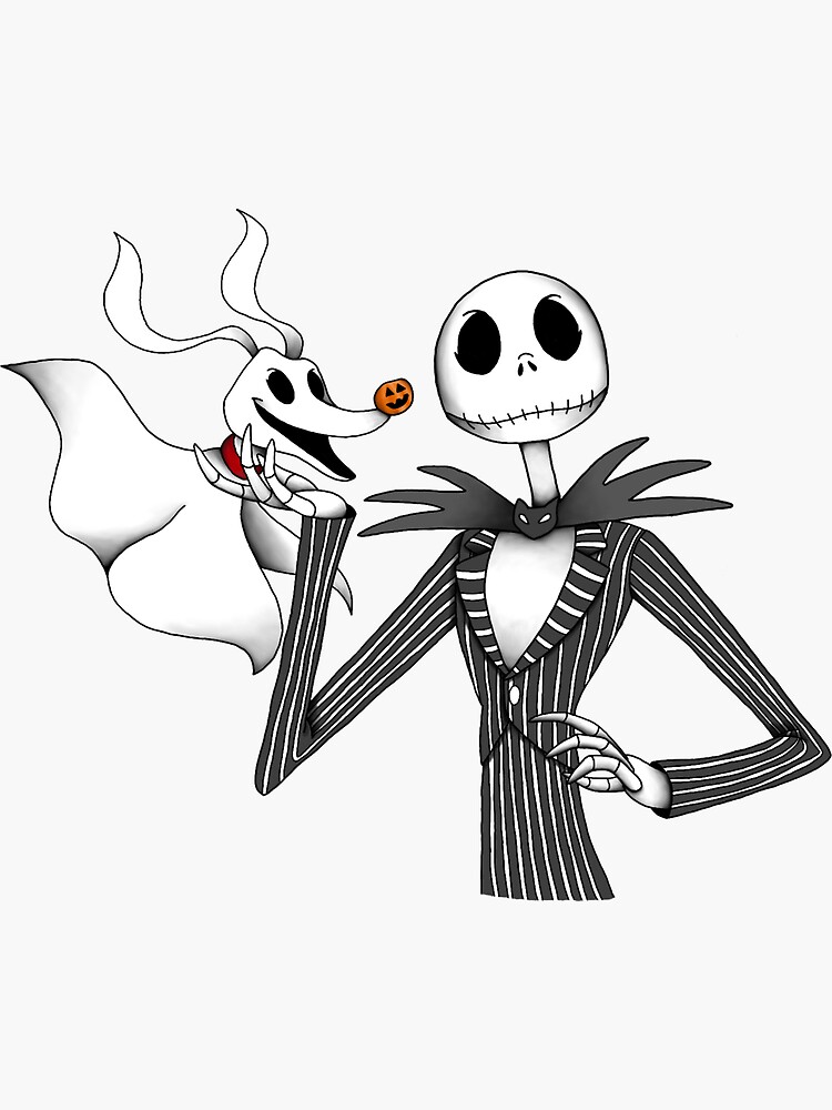 "Nightmare Before Christmas (Jack and Zero)" Sticker for Sale by EmGane ...