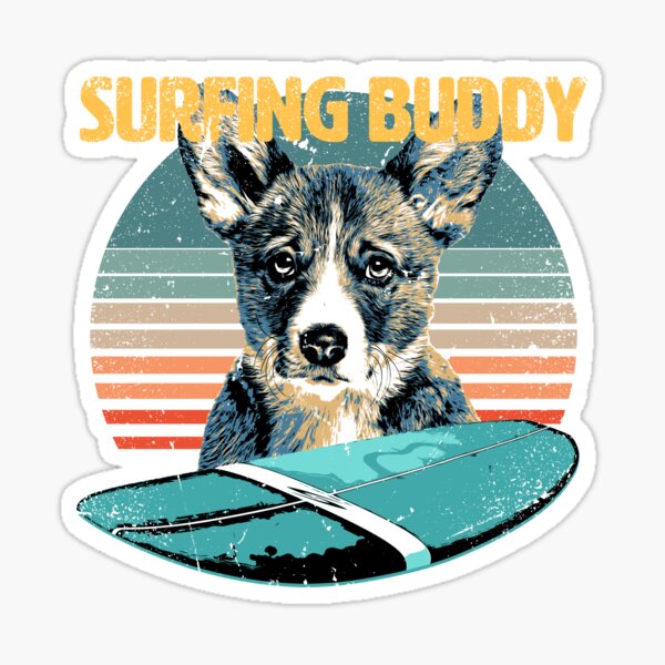 "Surfing Buddy - Funny & Cute Corgi" Sticker for Sale by ...