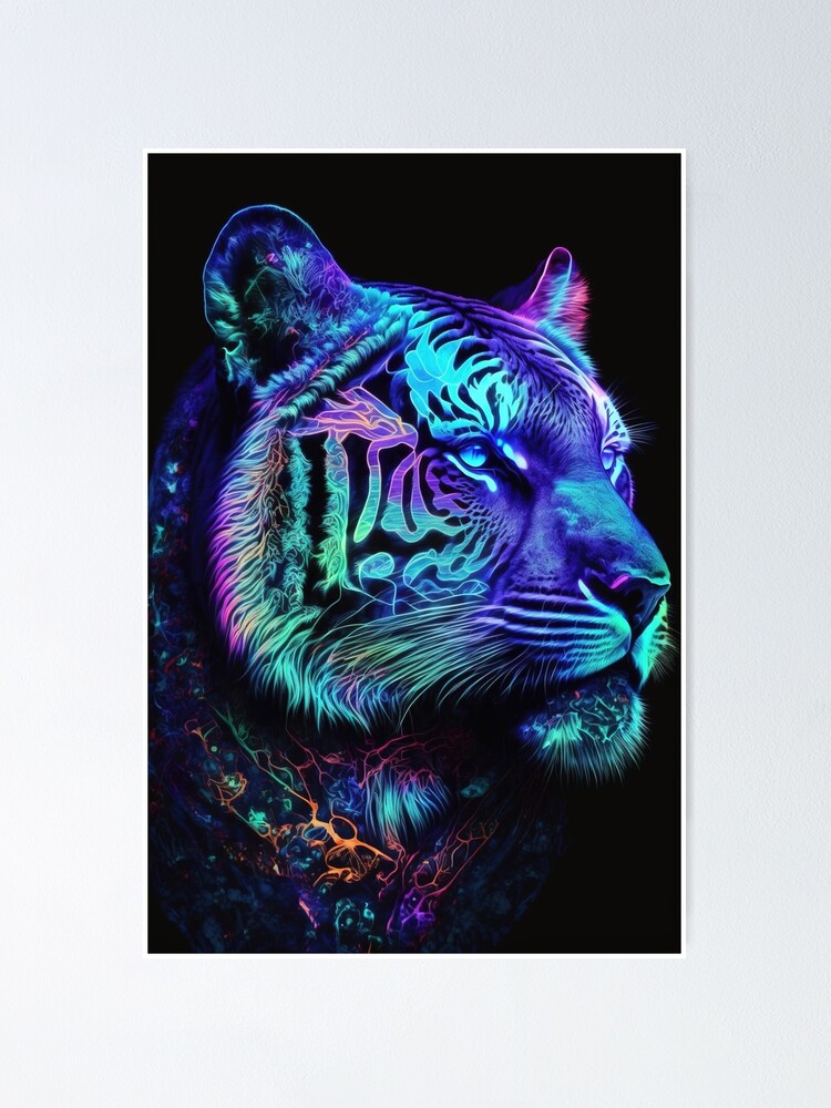 "Fluroescent UV Blacklight Tiger" Poster for Sale by AlexandrAIart ...