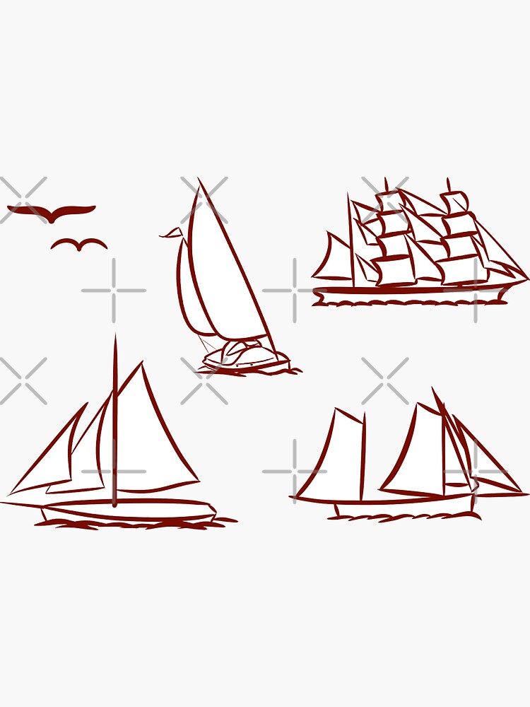 "Deep Red Classic Boats Pattern Version 2" Sticker for Sale by ...