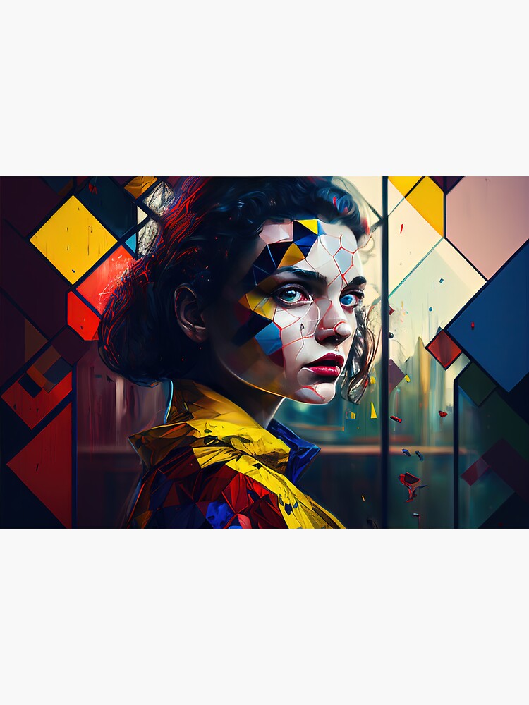 "Ai Generated intense looking Woman as Modern Art Poster" Sticker for ...