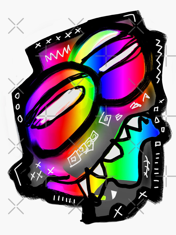 "Cool skeleton colorful neo-expressionism character skull" Sticker for ...