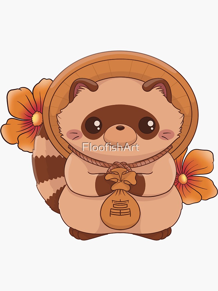 "Tanuki, Kawaii Tanuki, cute raccoon dog" Sticker for Sale by ...