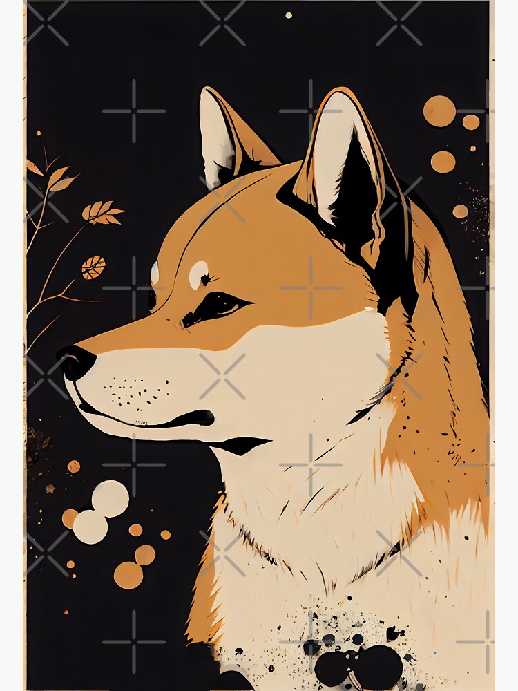 "Art Poster Style Shiba Inu Shibe Eastern Design" Sticker for Sale by ...