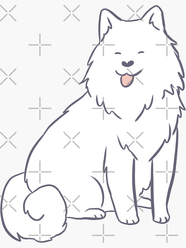 "Samoyed dog sitting cartoon drawing " Sticker for Sale by ...