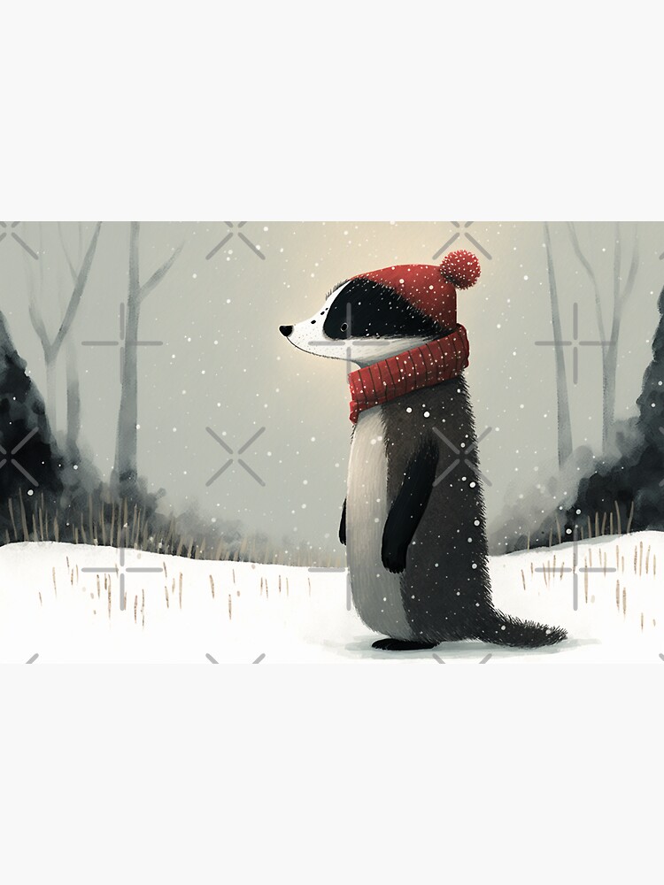 "Badger in the snow" Sticker for Sale by NattyCorvus | Redbubble