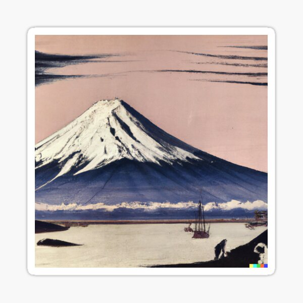 "Ukiyo-e style painting of mount fuji" Sticker for Sale by kevinzic ...