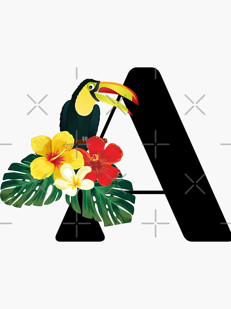 "tropical monogram letter" Sticker for Sale by Cuorecreativo | Redbubble