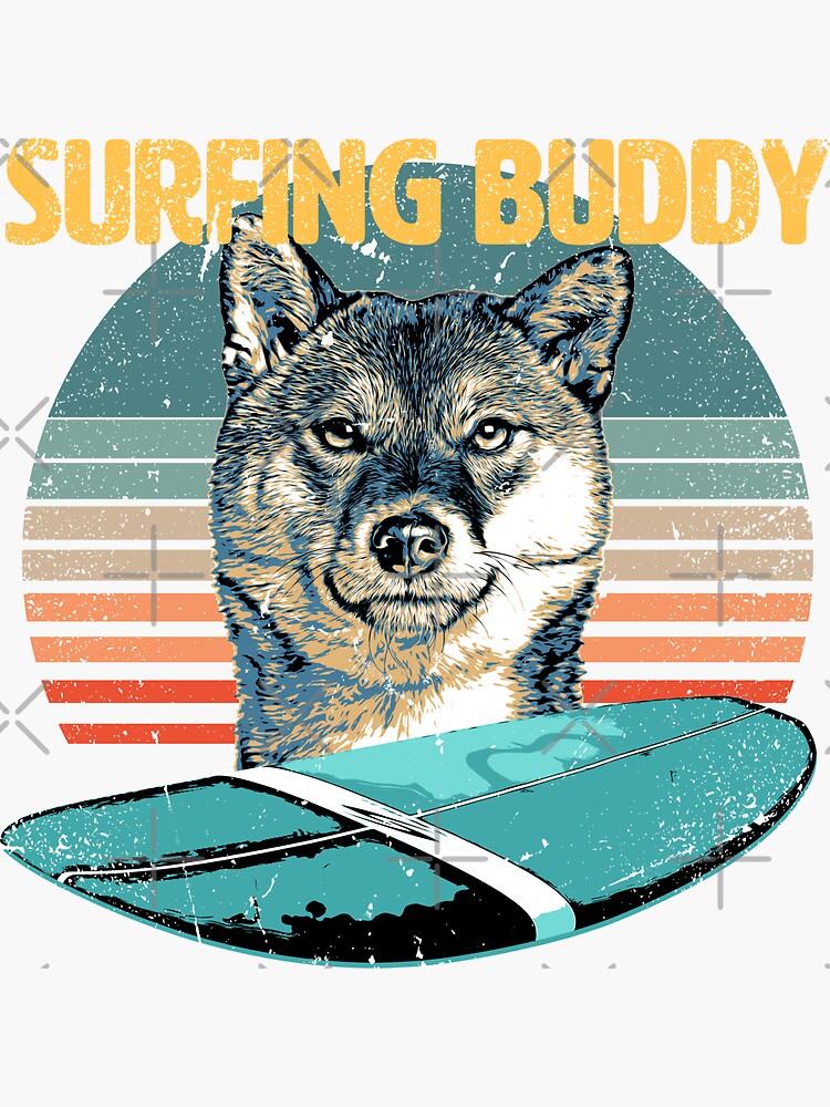 "Surfing Buddy - Funny & Cute Akita" Sticker for Sale by ...