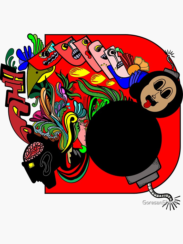 "Monkey Bomb-Themed Doodle Art" Sticker for Sale by GoresanShiftB ...