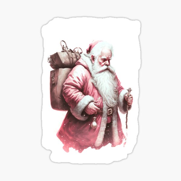 "santa claus in pink" Sticker for Sale by flowinglobe | Redbubble