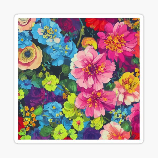 "Rustic Traditional Colorful Country Flowers" Sticker for Sale by ...