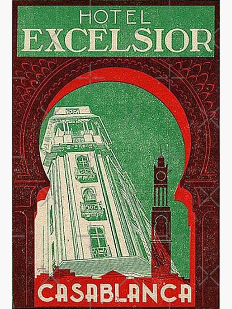 "Casablanca Vintage Travel Poster - Hotel Excelsior" Sticker for Sale ...