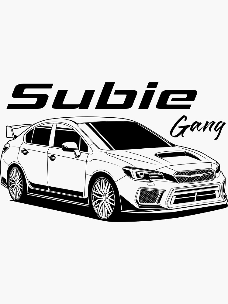 "Subie gang line art text ( black print )" Sticker for Sale by Hans ...
