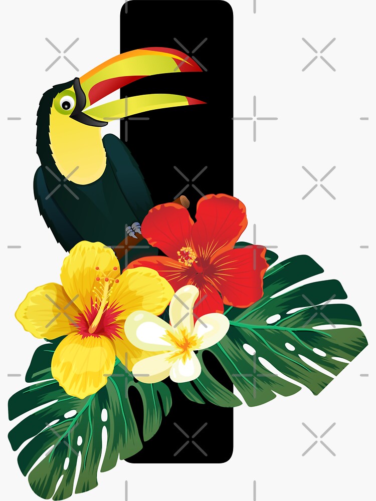 "tropical monogram letter i" Sticker for Sale by Cuorecreativo | Redbubble