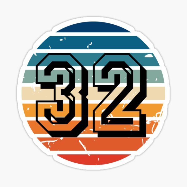 "Number 32 Vintage Retro Sport Sunset Birthday Squad Racing Numbers ...