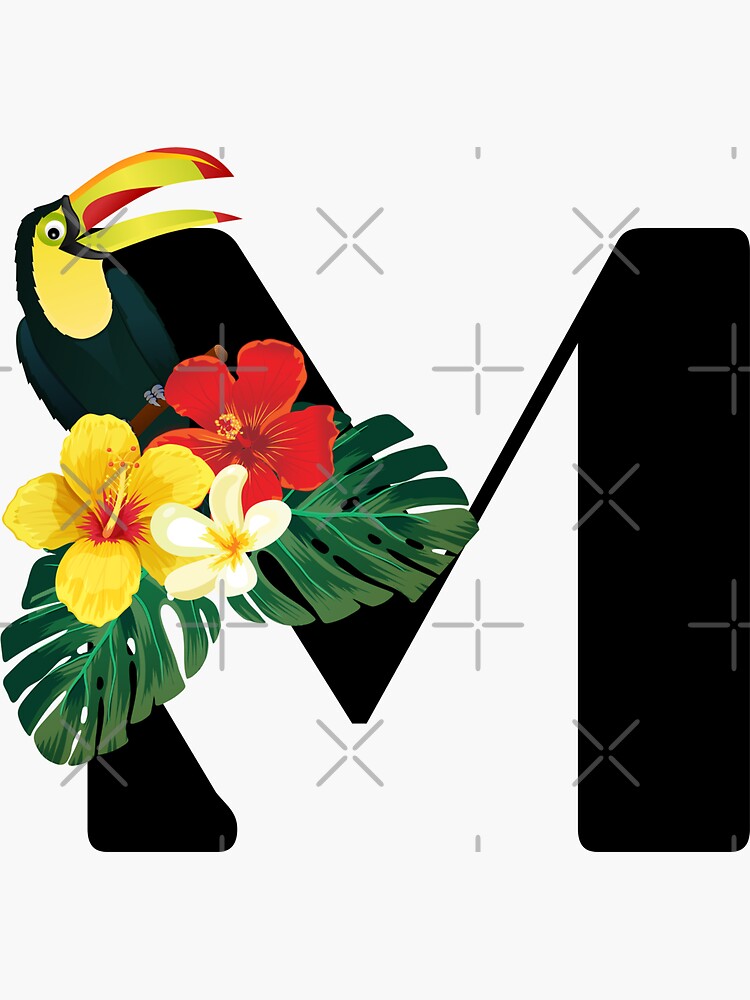 "tropical monogram letter m" Sticker for Sale by Cuorecreativo | Redbubble