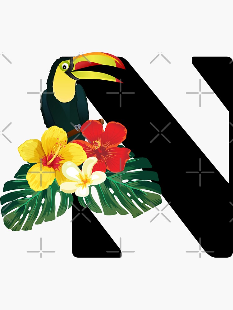 "tropical monogram letter n" Sticker for Sale by Cuorecreativo | Redbubble