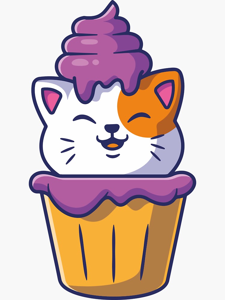 "Orange tabby cat ice cream" Sticker for Sale by FLENN | Redbubble