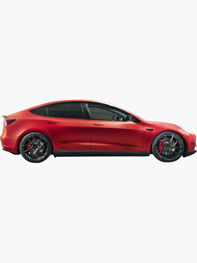 "Tesla Cutout Model 3 Red" Sticker for Sale by TeslaMotion | Redbubble