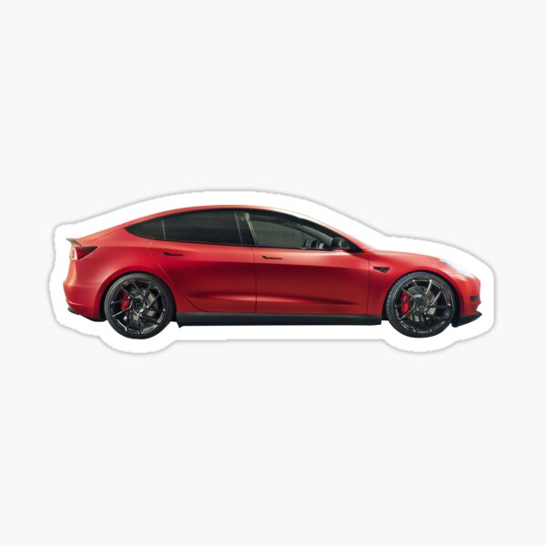 "Tesla Cutout Model 3 Red" Sticker for Sale by TeslaMotion | Redbubble