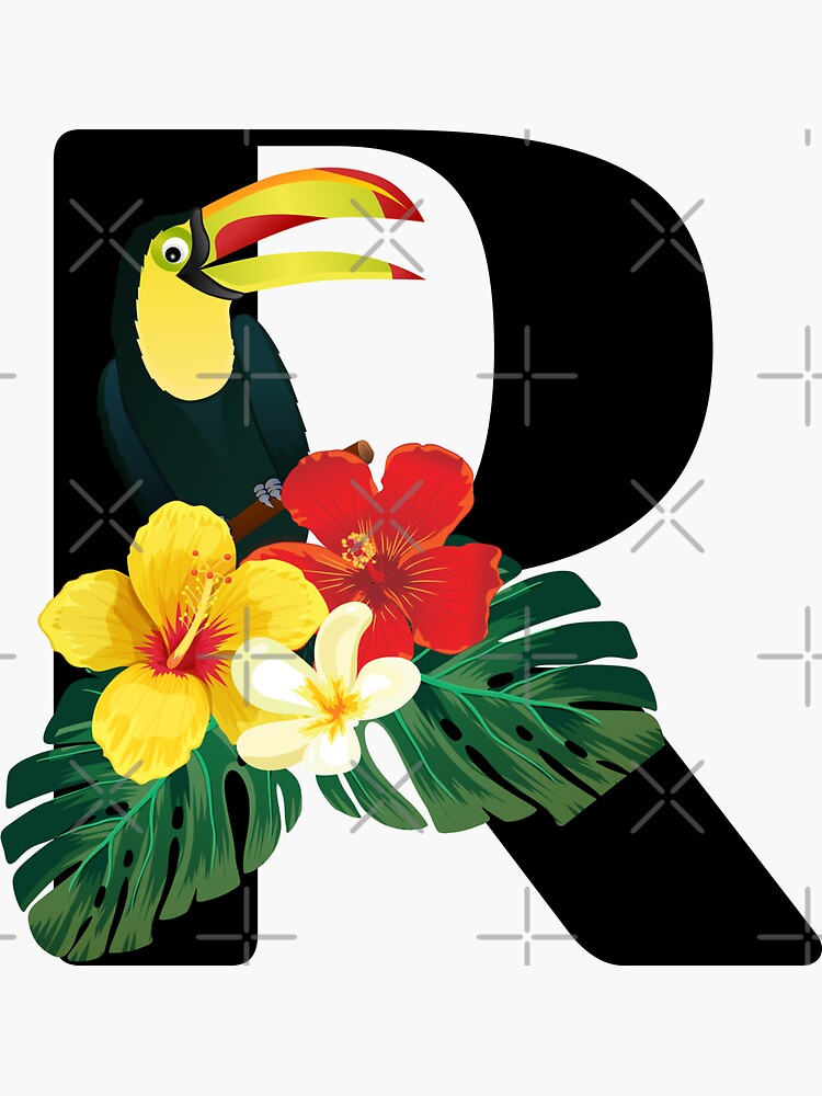 "tropical monogram letter r" Sticker for Sale by Cuorecreativo | Redbubble