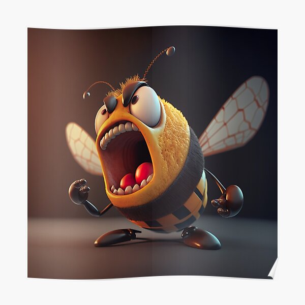 "Cartoon Animals | Old Yelling Bee" Poster for Sale by NanarodsDesign ...