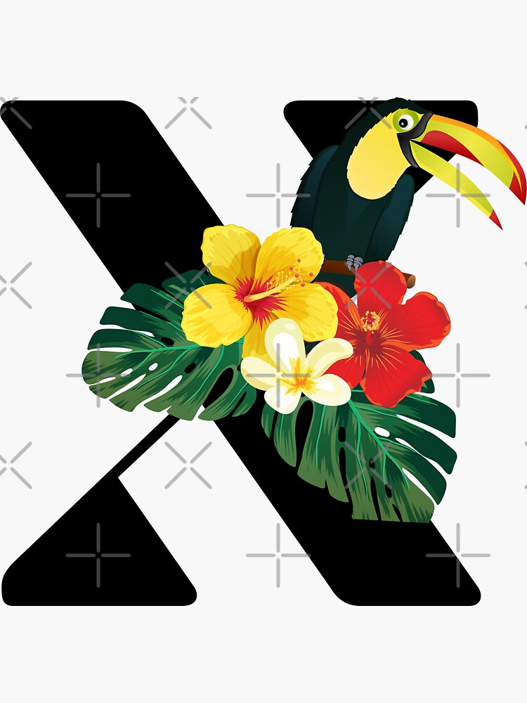 " tropical monogram letter x" Sticker for Sale by Cuorecreativo | Redbubble