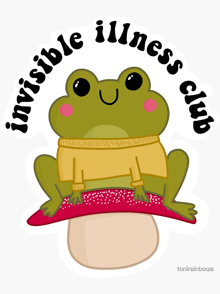 "Invisible Illness Club - Cute Frog Mushroom Sticker" Sticker for Sale ...