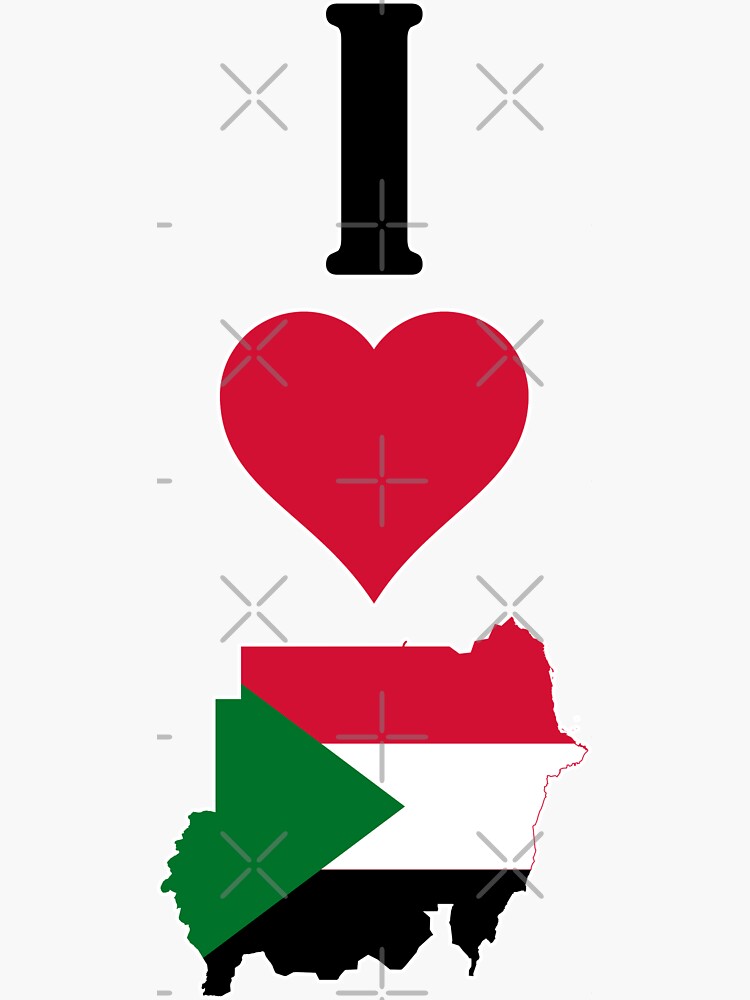 "I Love Sudan Vertical I Heart Sudanese National Flag Map" Sticker for ...