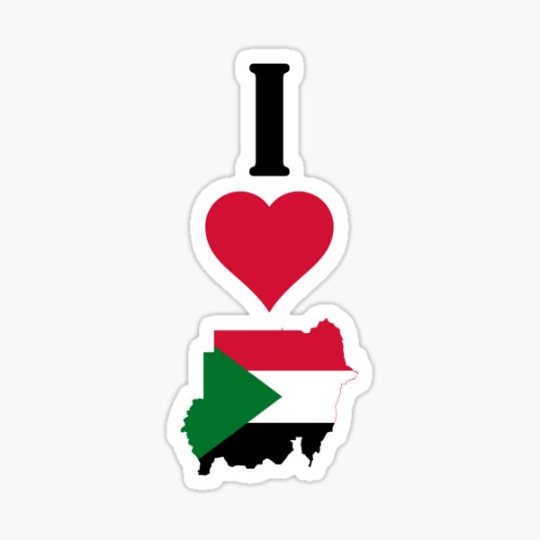 "I Love Sudan Vertical I Heart Sudanese National Flag Map" Sticker for ...