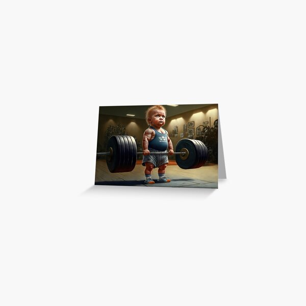 "Baby Weight Lifter - Toddler Deadlifting - Funny Digital Painting - AI ...