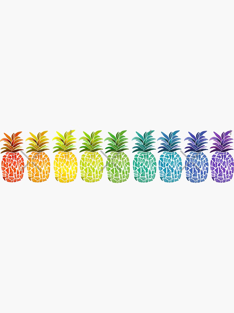 "Rainbow Pineapples" Sticker for Sale by SurfPixieArt | Redbubble