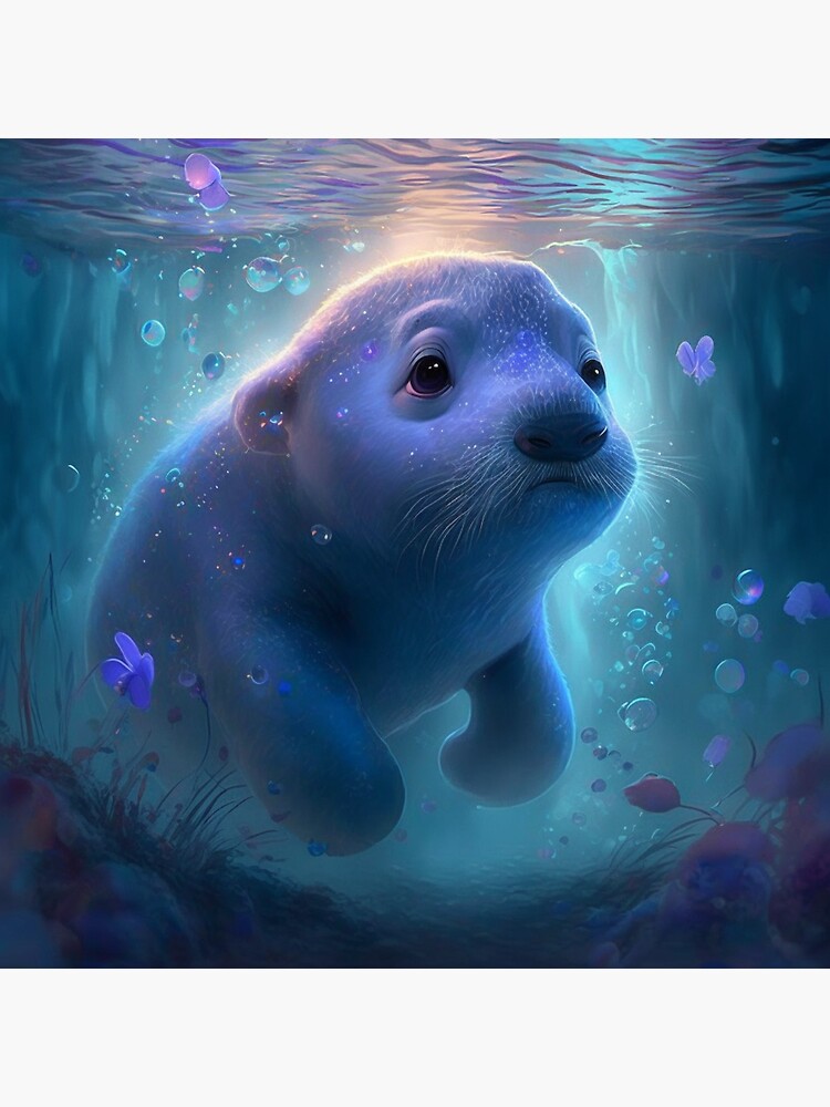 "Fantasy Ethereal Imaginary Furry Blue Purple Seal Animal" Sticker for ...