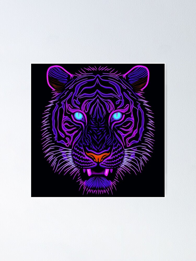 "Neon Purple Tiger" Poster for Sale by Soda-Pop-Art-87 | Redbubble