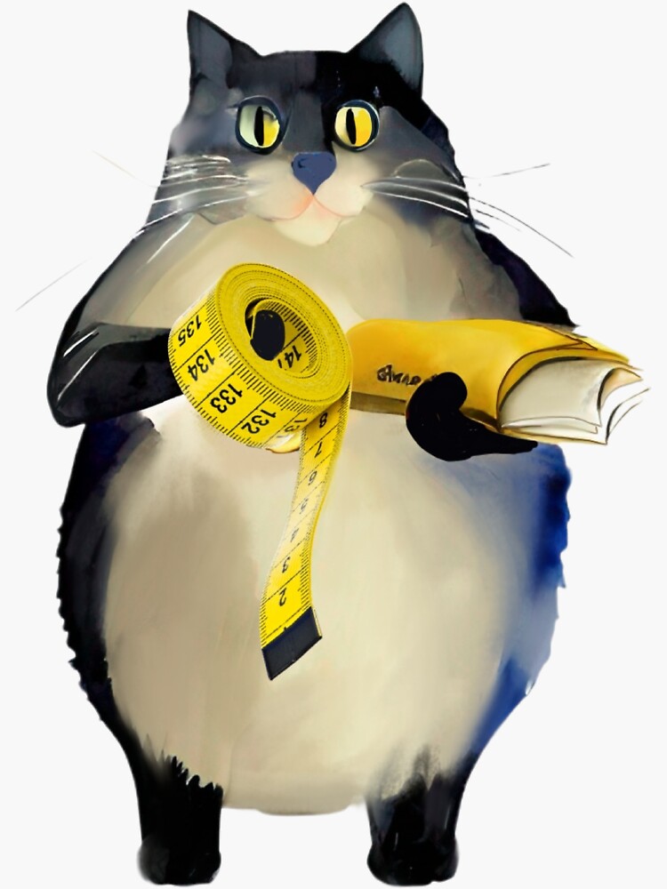 "Cat with measuring tape" Sticker for Sale by Gala-life1 | Redbubble