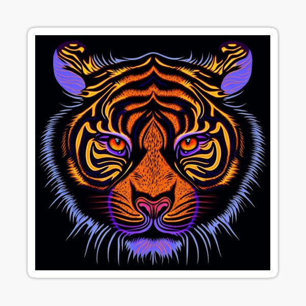 "Neon Punk Tiger" Sticker for Sale by Soda-Pop-Art-87 | Redbubble