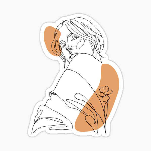 "Line Art Girl" Sticker for Sale by DanDesignn | Redbubble