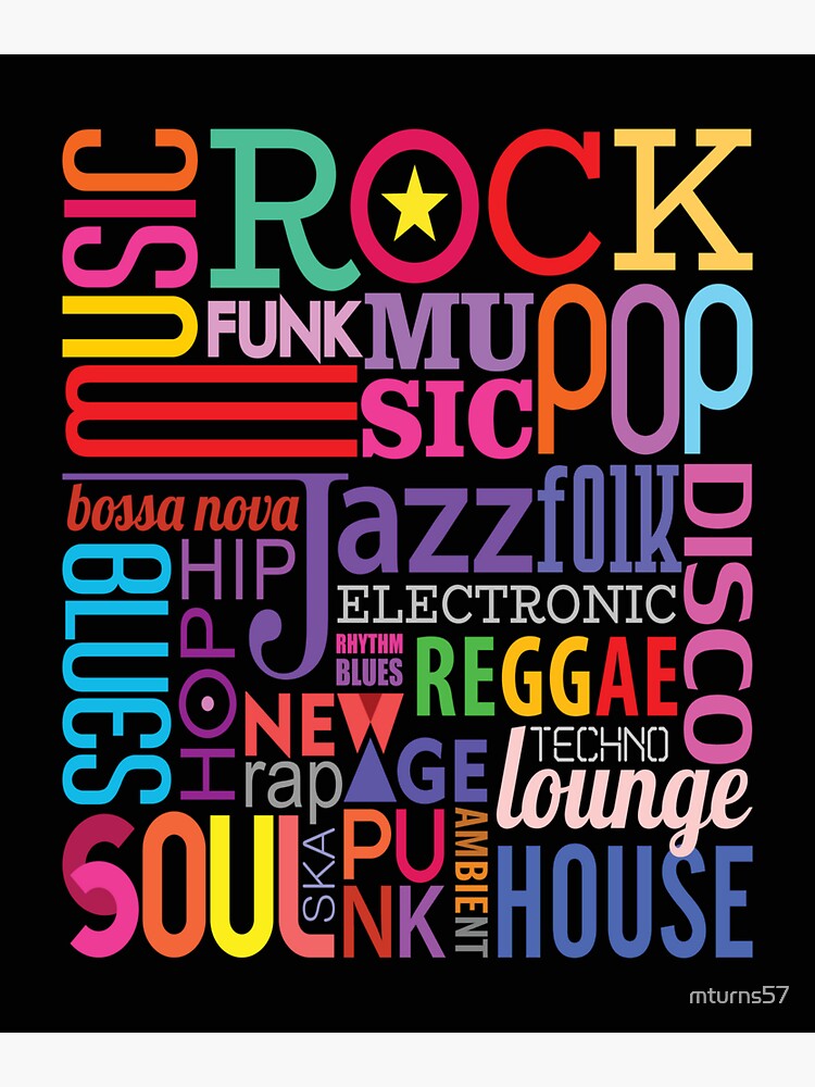 "Musical Genres" Sticker for Sale by mturns57 | Redbubble