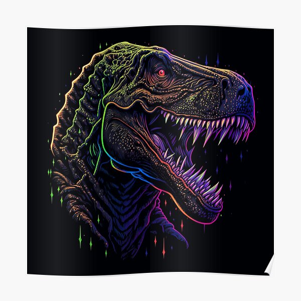 "Neon T Rex" Poster for Sale by Soda-Pop-Art-87 | Redbubble