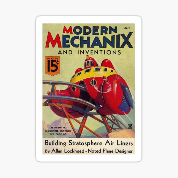 "Modern Mechanix and Inventions" Sticker for Sale by fLAtDiSk | Redbubble