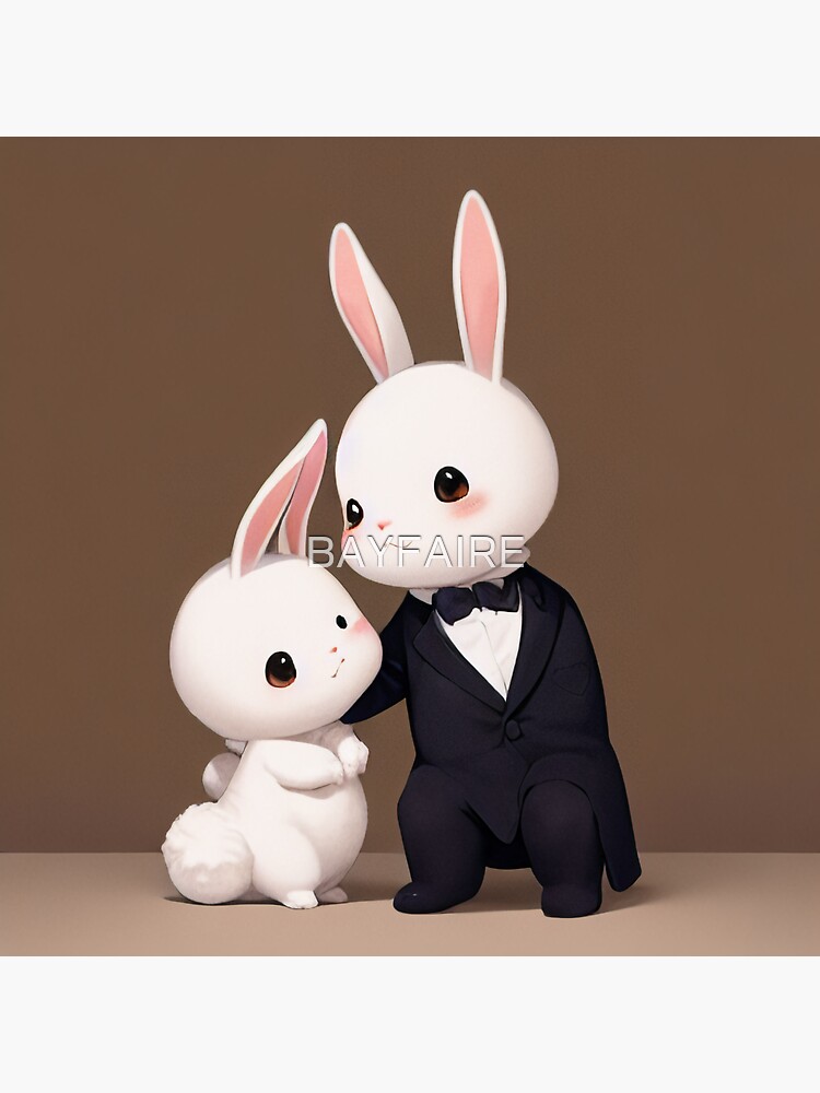 "Tuxedo Rabbit With Baby Bunny" Sticker for Sale by BAYFAIRE | Redbubble