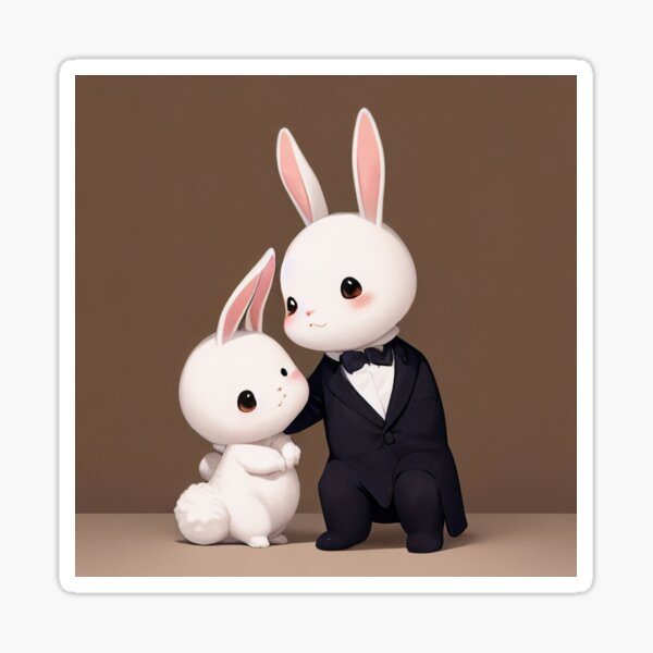 "Tuxedo Rabbit With Baby Bunny" Sticker for Sale by BAYFAIRE | Redbubble