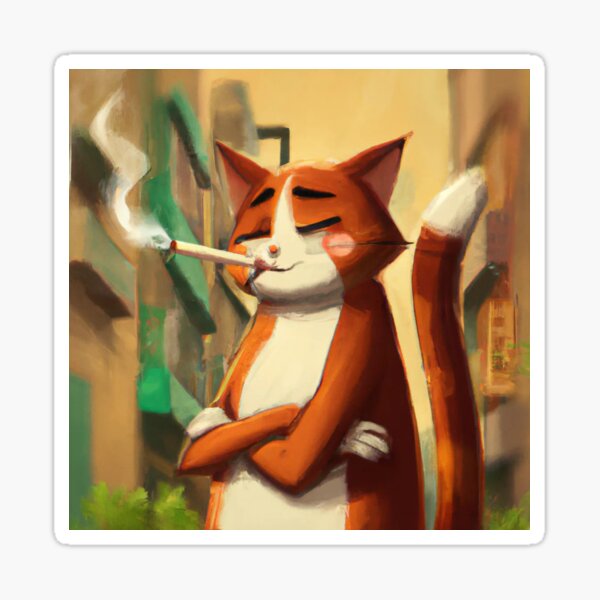 "Smoking Cat" Sticker for Sale by leiderdesign | Redbubble
